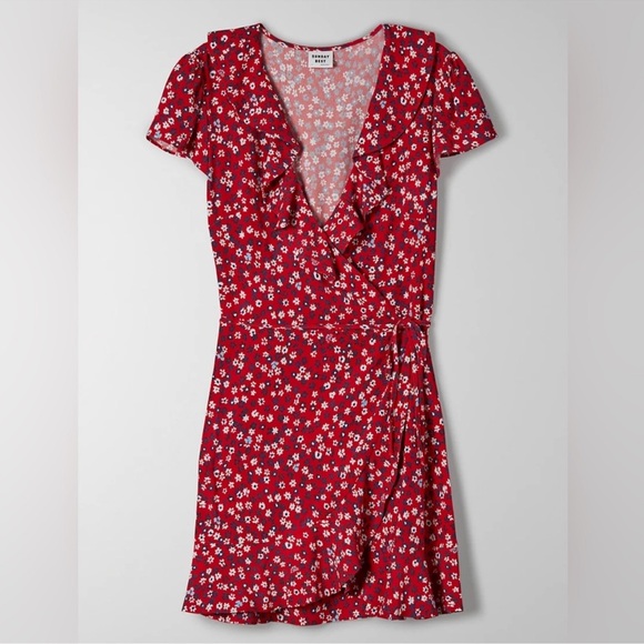 Sunday Best | Dresses | Artizia Sunday Red Floral Print Ruffle Wrap ...